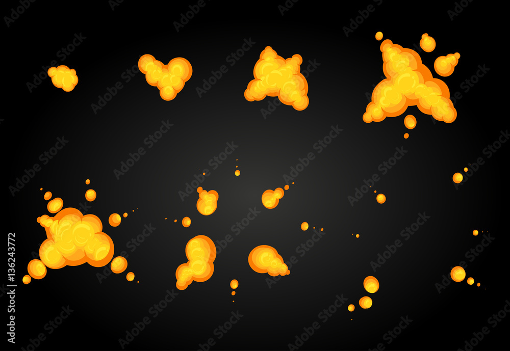 Vector effect. Effect for game. Explode animation. Cartoon explosion ...