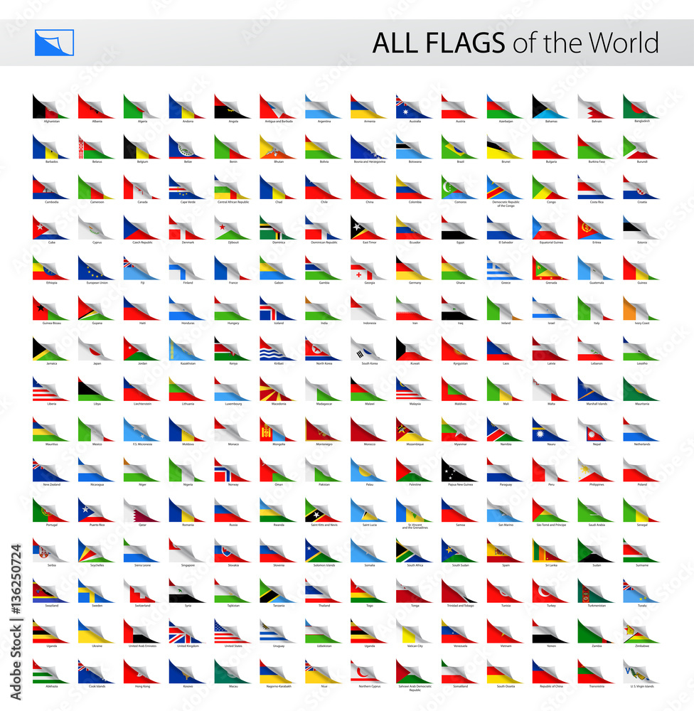 All World Paper Corner Vector Flags - Collection Stock Vector | Adobe Stock