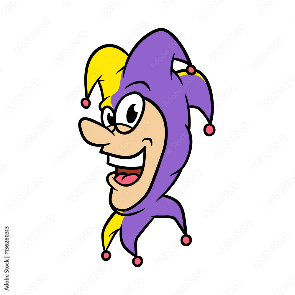 Cartoon Jester Head Vector Illustration Stock Vector | Adobe Stock