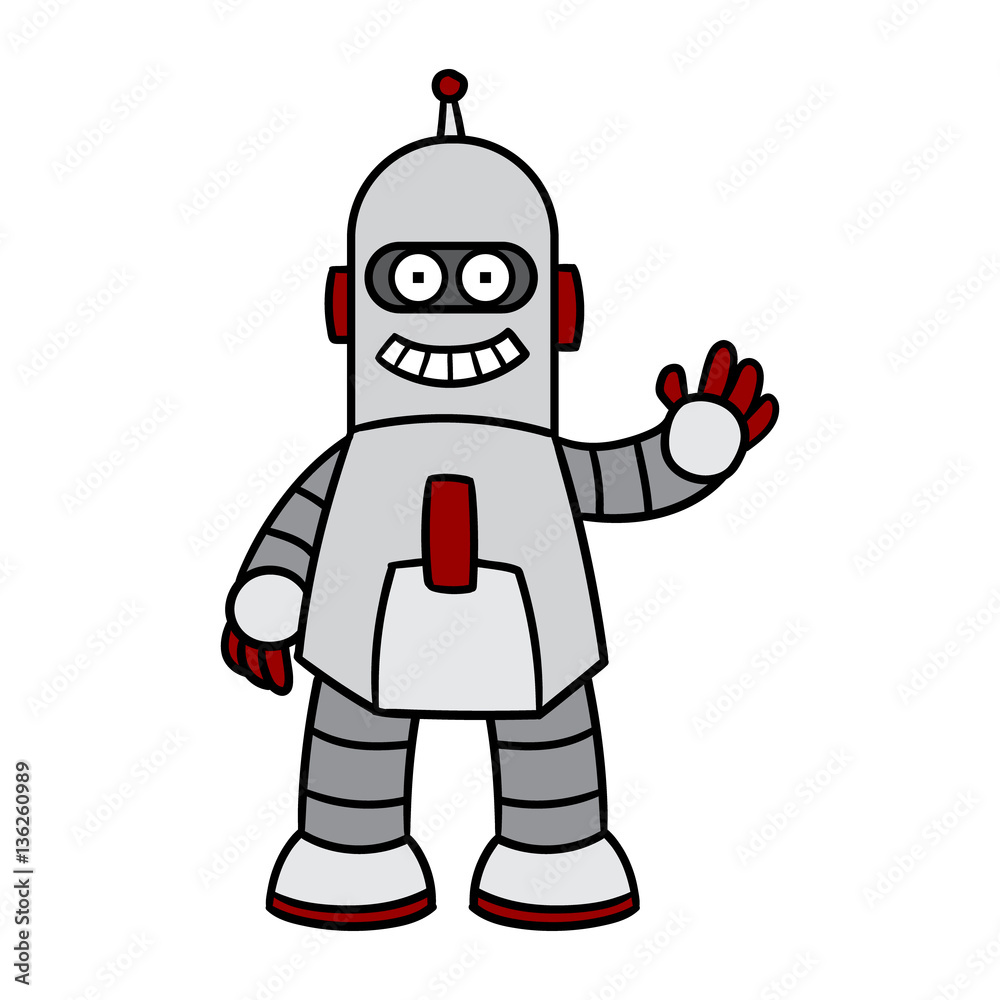 Friendly Cartoon Robot Vector Illustration vector de Stock | Adobe Stock