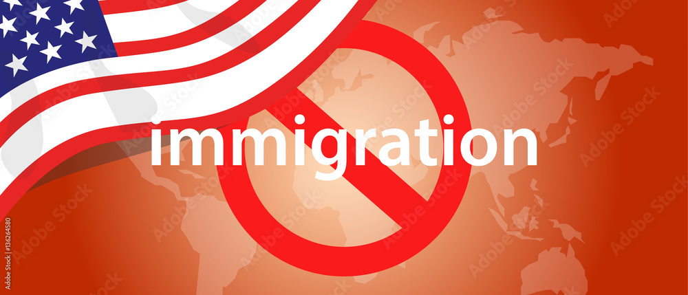 Immigration ban sign with American Flag Stock-Vektorgrafik | Adobe Stock