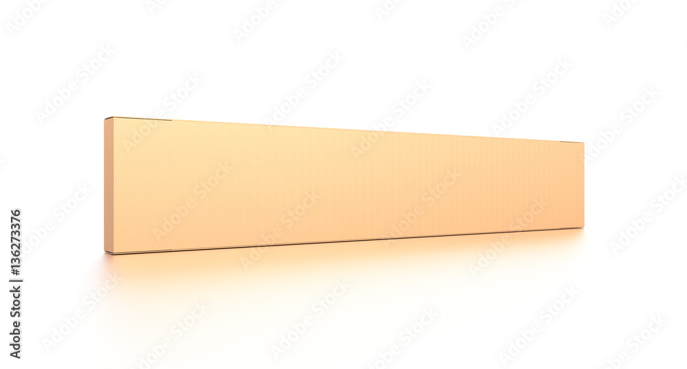 Brown corrugated cardboard box from side closeup angle. Blank ...