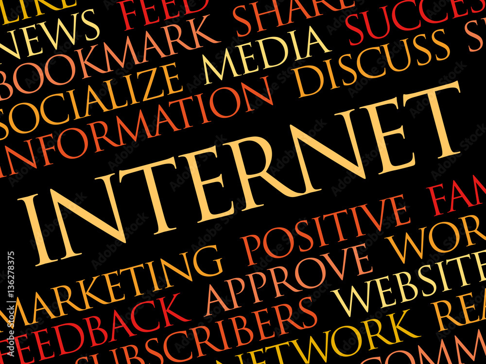 INTERNET word cloud, technology business concept background Stock ...