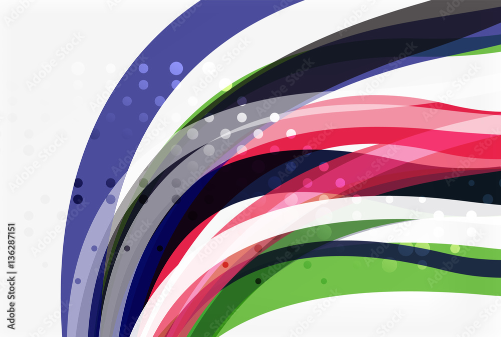 Vector color wave lines with dotted effect on light background Stock ...