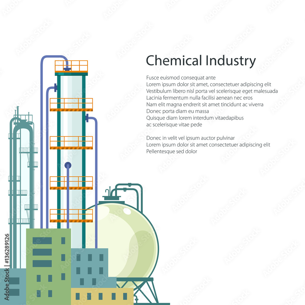 Chemical Plant Isolated on White Background , Refinery Processing of ...