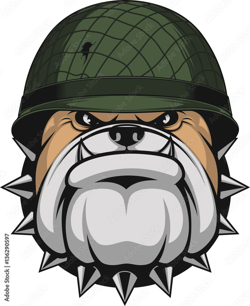 Bulldog in a soldier's helmet. Векторный объект Stock | Adobe Stock