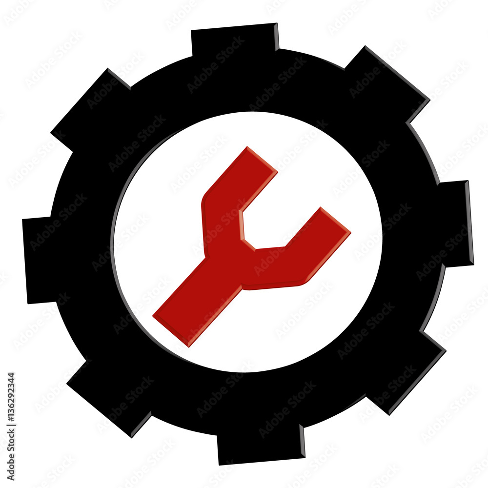 Red And black 3D service tool pictogram. Vector style 3D symbol on ...