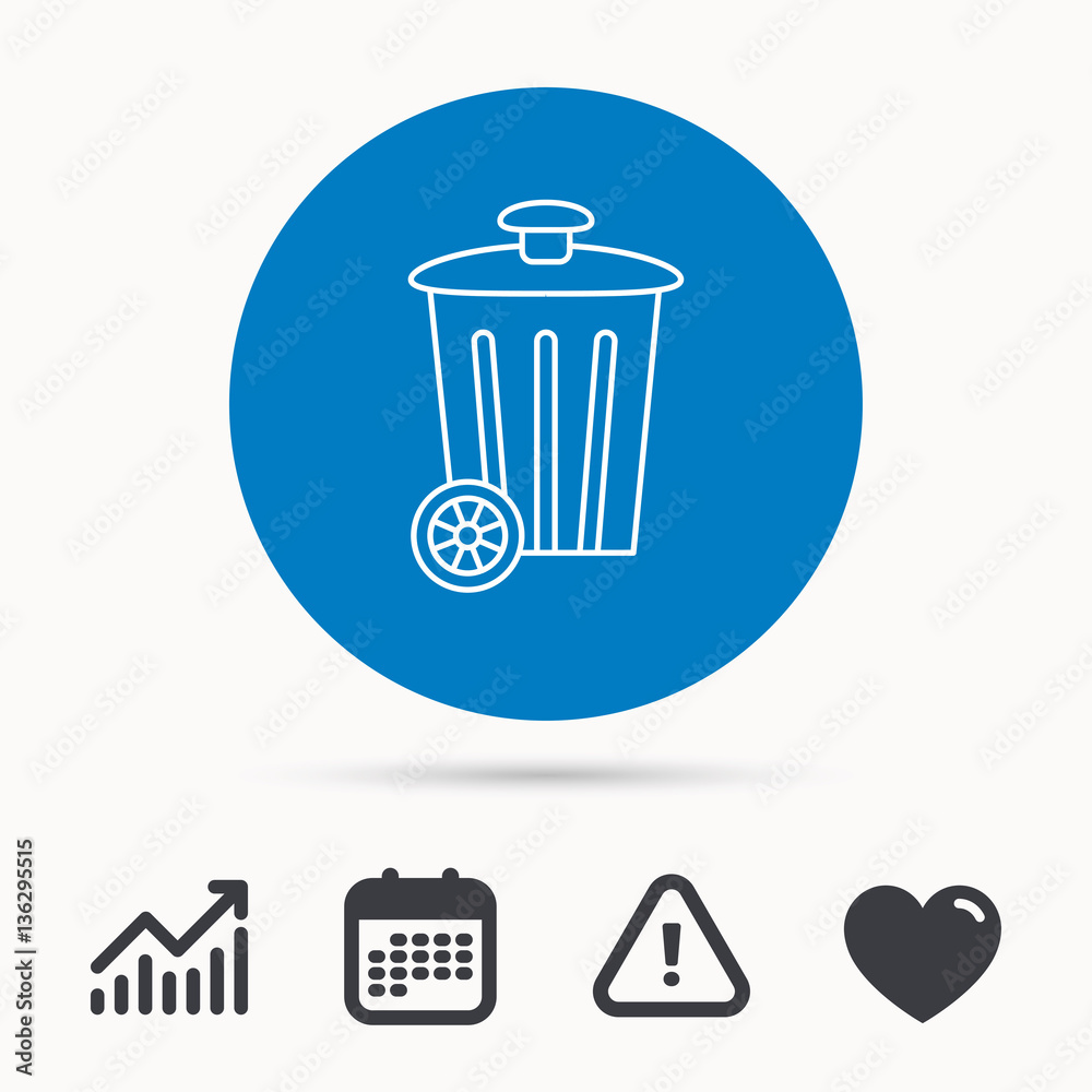 Recycle bin icon. Trash container sign. Street rubbish symbol. Calendar ...
