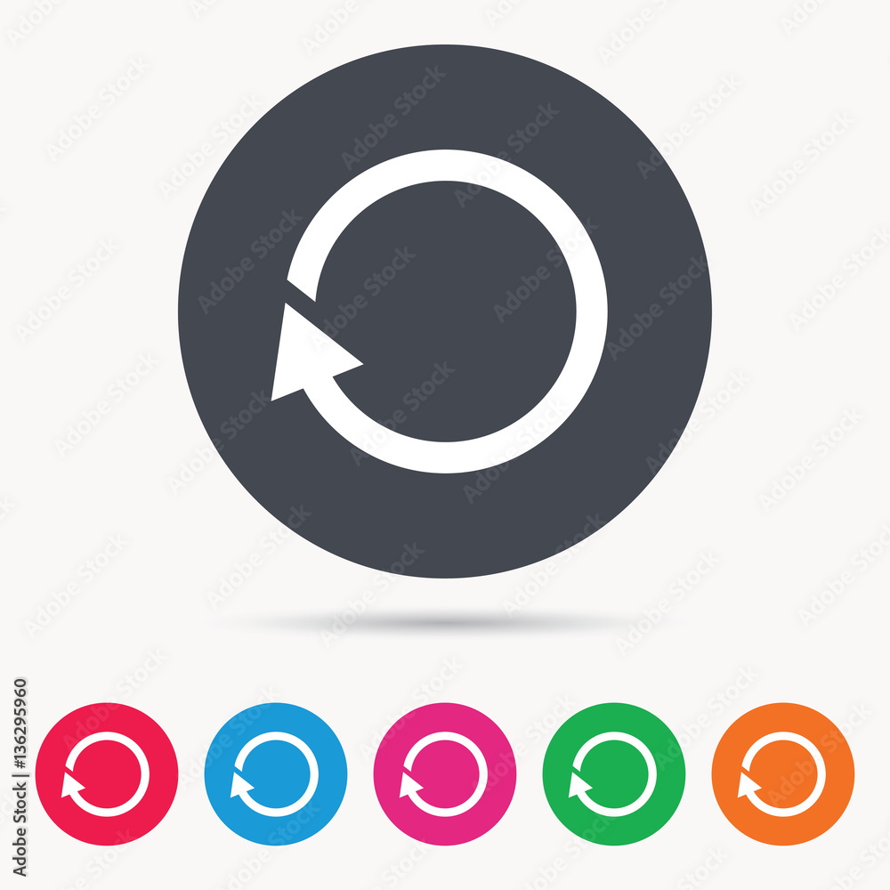 Update icon. Refresh or repeat symbol. Colored circle buttons with flat ...