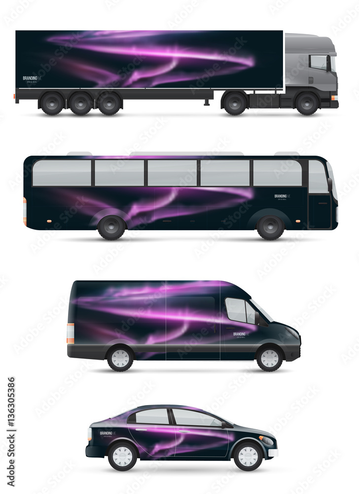 Mockup vehicles for advertising and corporate identity. Branding design ...