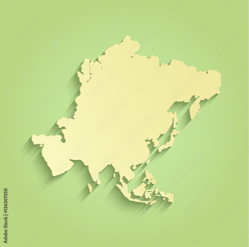Asia map green yellow vector infographic Stock Vector | Adobe Stock