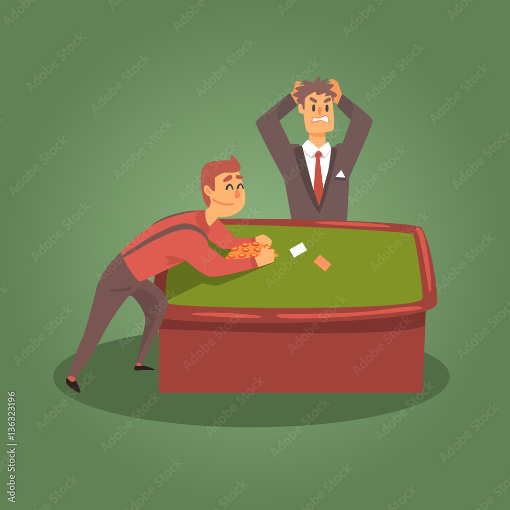 Gambler Breaking The Bank At The Poker Table With Dealer In Horror ...