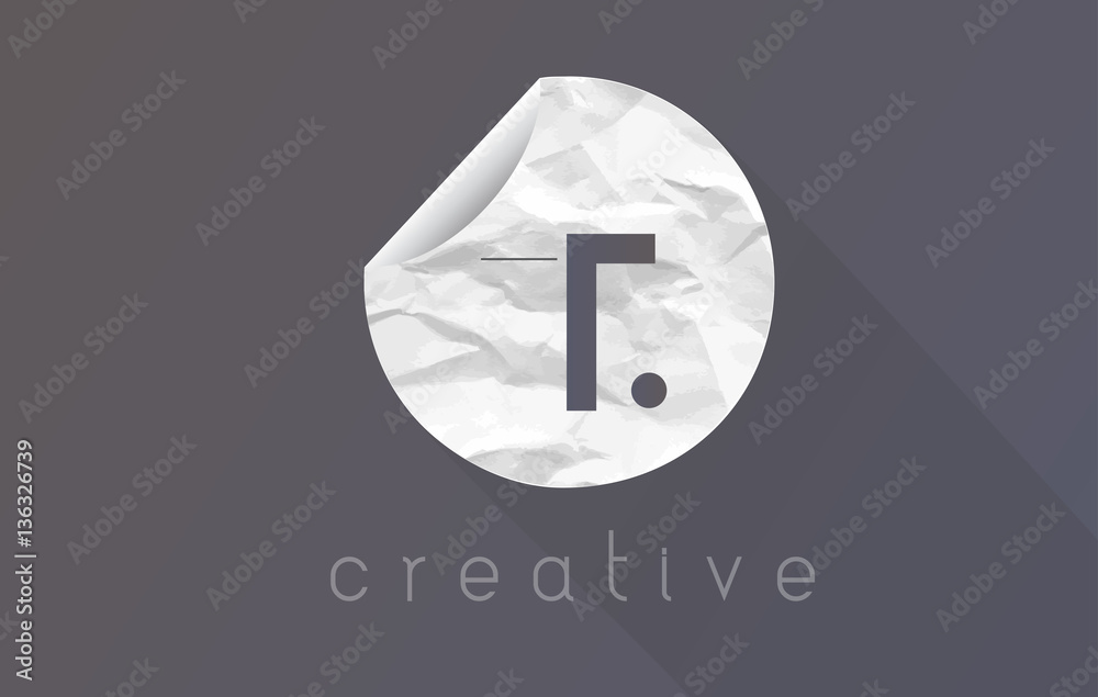 T Letter Logo with Crumpled And Torn Wrapping Paper Texture. Stock ...