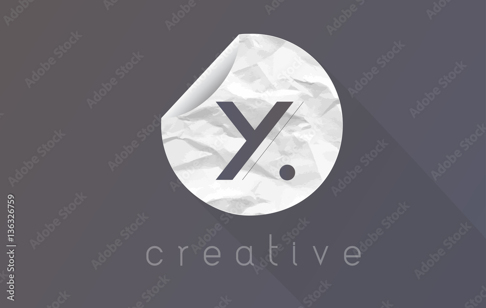 Y Letter Logo with Crumpled And Torn Wrapping Paper Texture. Stock ...