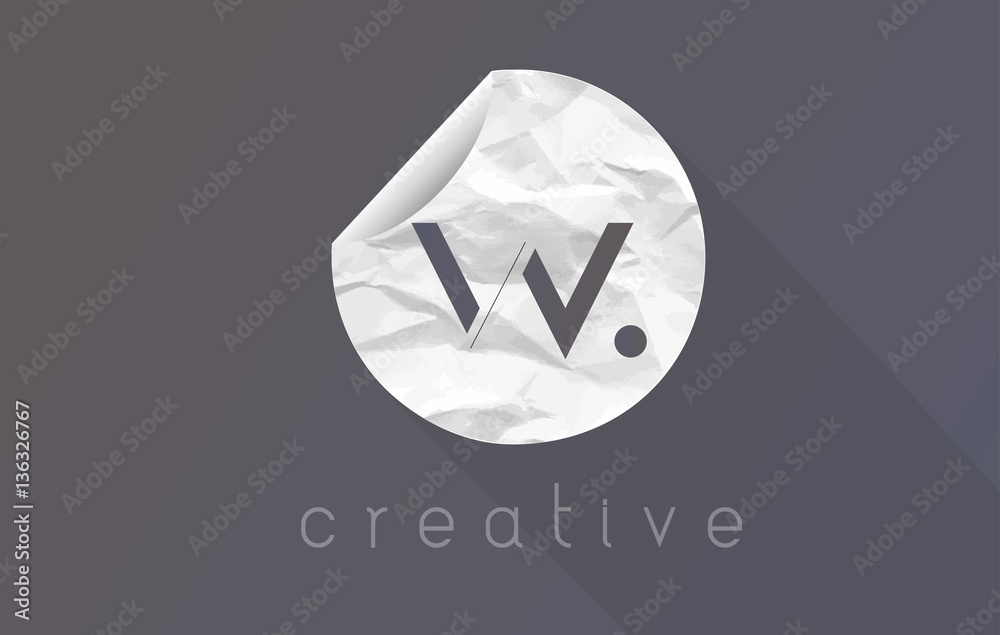 W Letter Logo with Crumpled And Torn Wrapping Paper Texture. Stock ...
