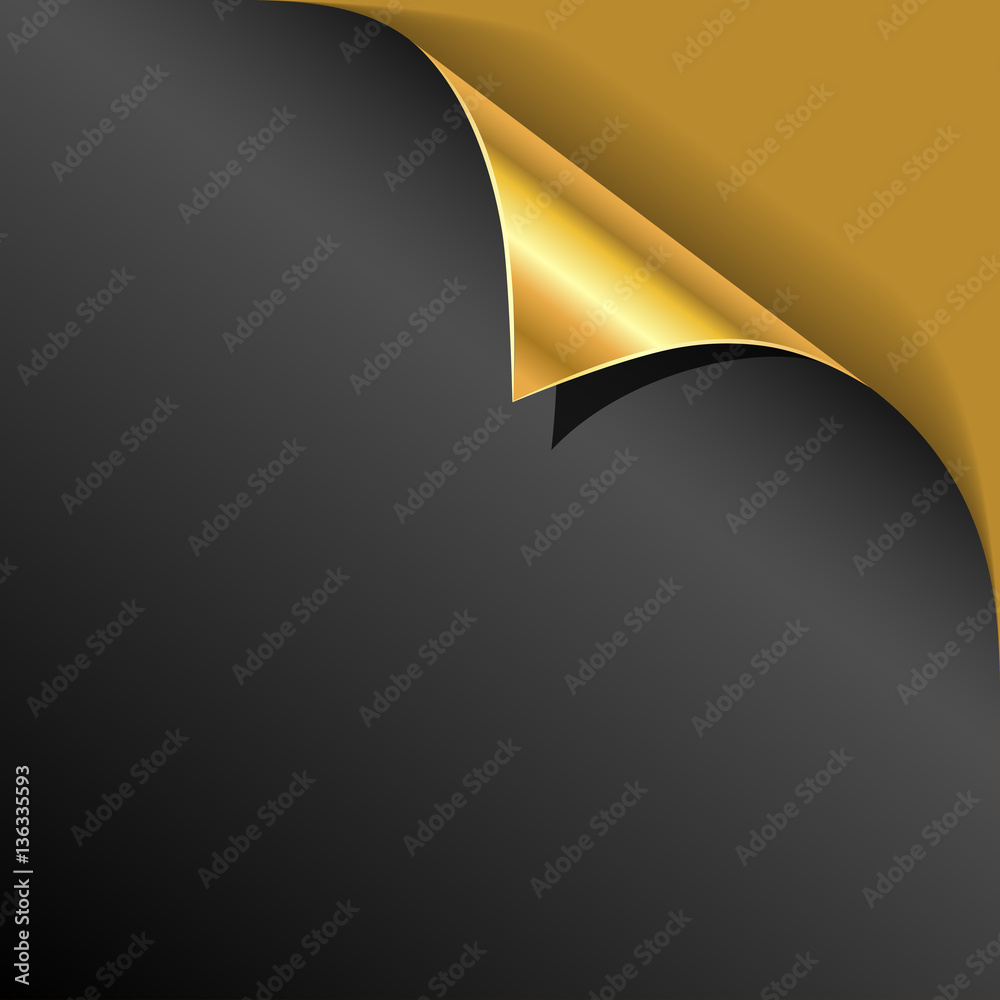 Black cover page gold corner curl vector template. Stock Vector | Adobe ...