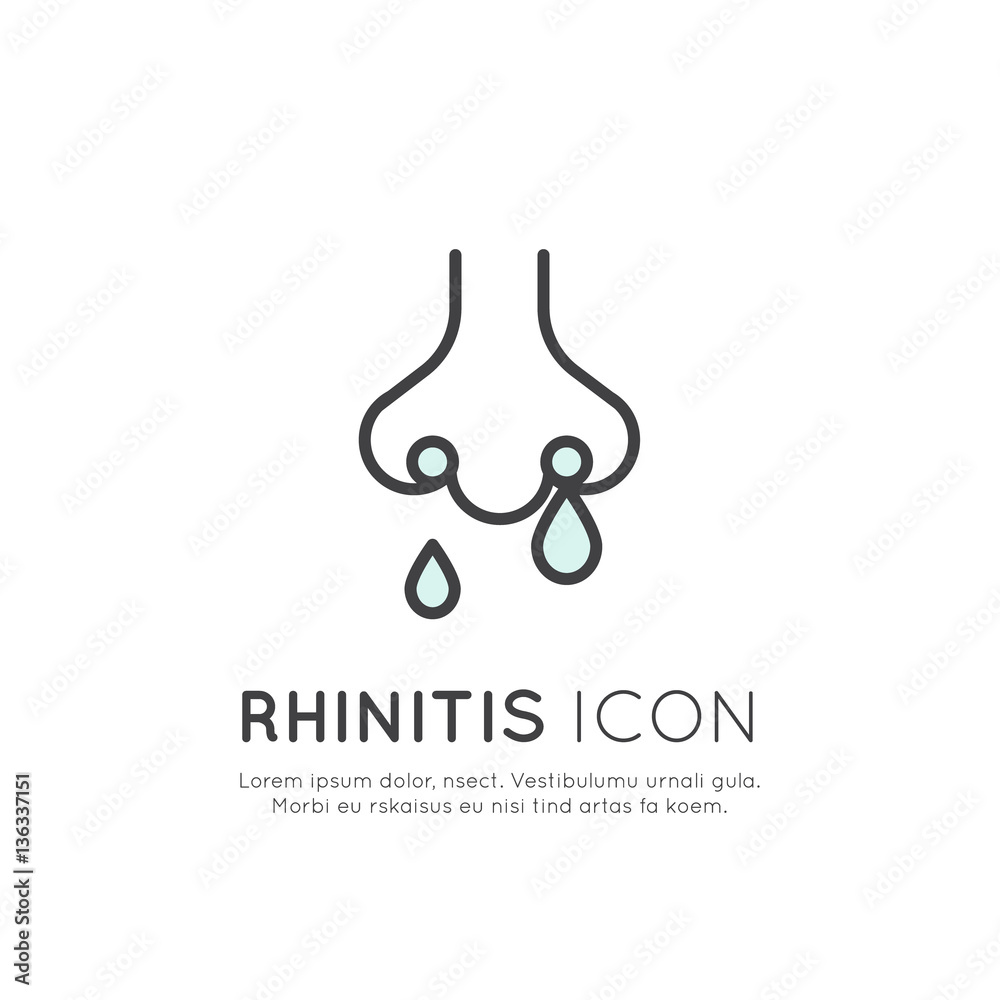 Vector Icon Style Illustration Logo Rhinitis Disease, Cold, Sore Throat ...