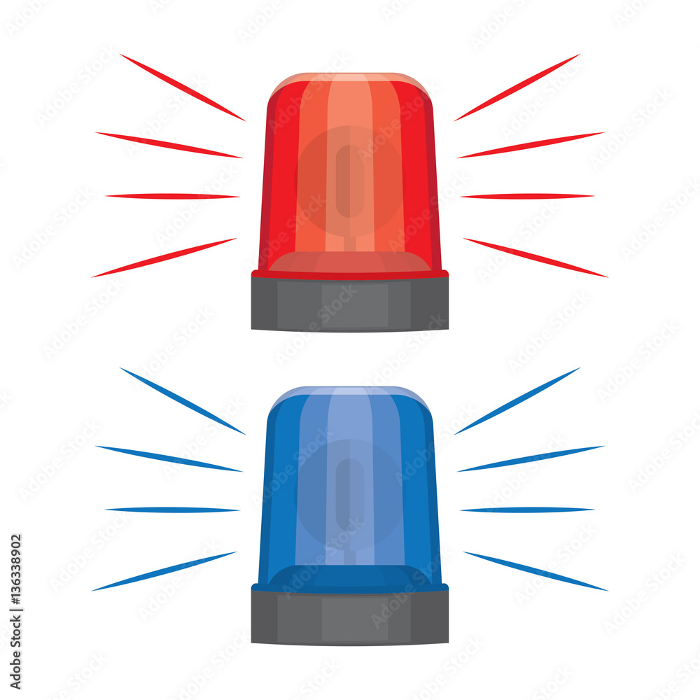 Blue and red flashing warning lights and sirens. Stock Vector | Adobe Stock