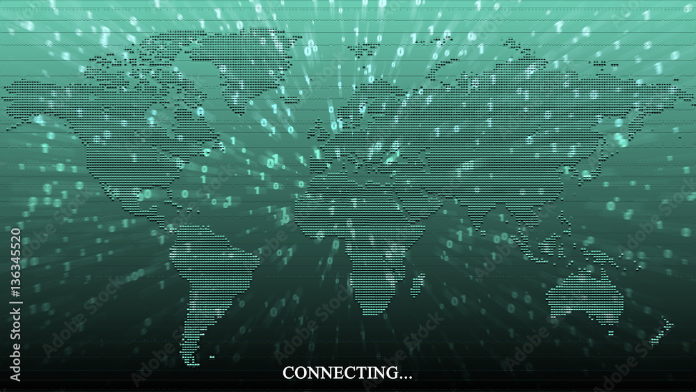 Digital world map over binary code blue background Stock Illustration ...