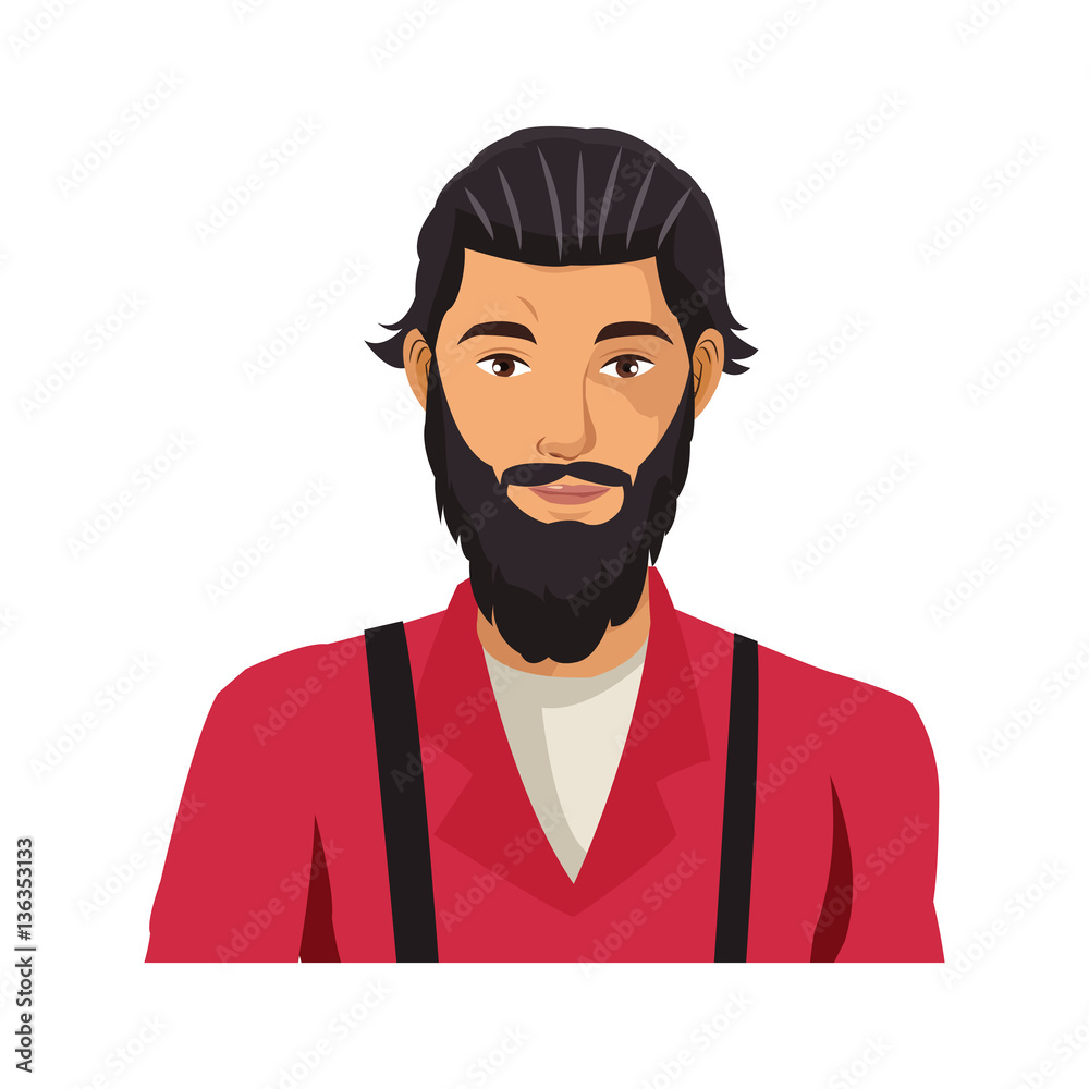 man cartoon with hipster style over white background. colorful design ...