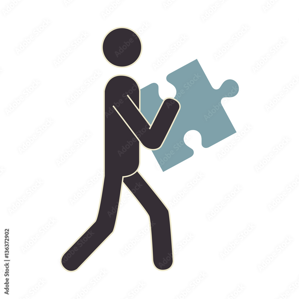human figure with puzzle game piece isolated icon vector illustration ...