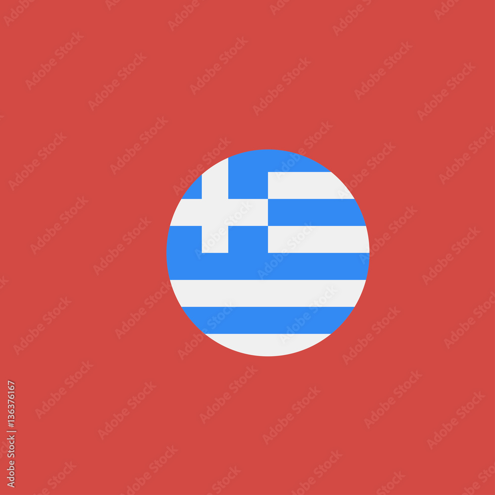 Round greece flag icon. flat design Stock Vector | Adobe Stock