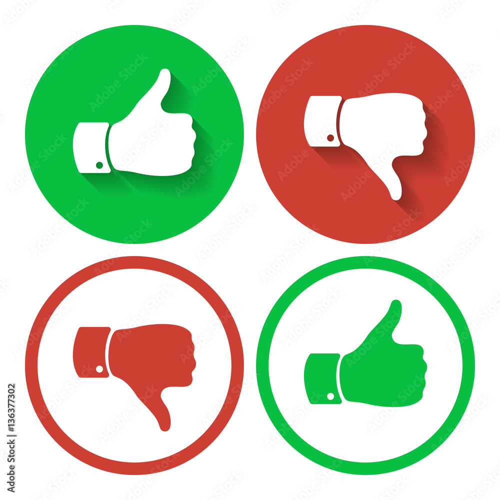 Thumb up and down symbols. Human hand icon. Sign of Like and Dislike ...