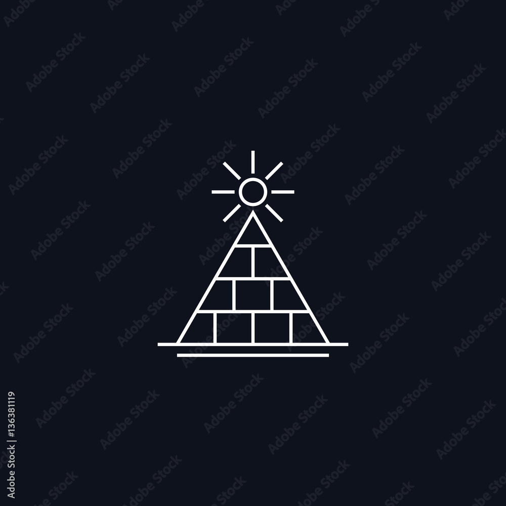 Line Symbol, Pyramid with sun, Sacred concept, vector design element ...
