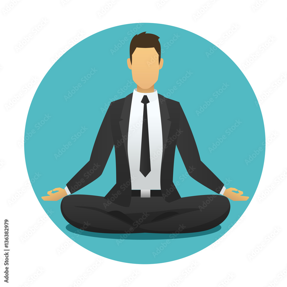Yoga man icon. meditation logo flat design. sitting, meditator business ...