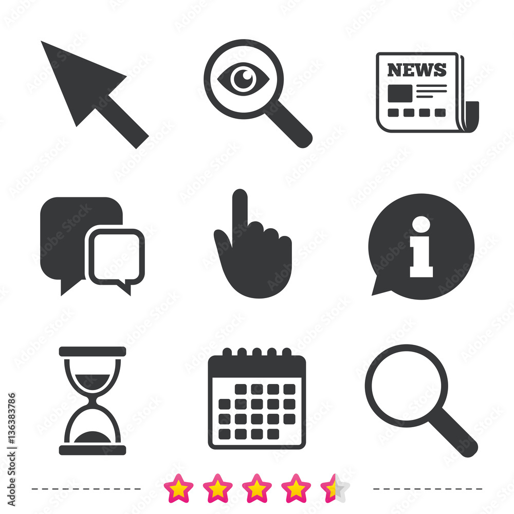 Mouse cursor icon. Hourglass, magnifier glass. vector de Stock | Adobe ...