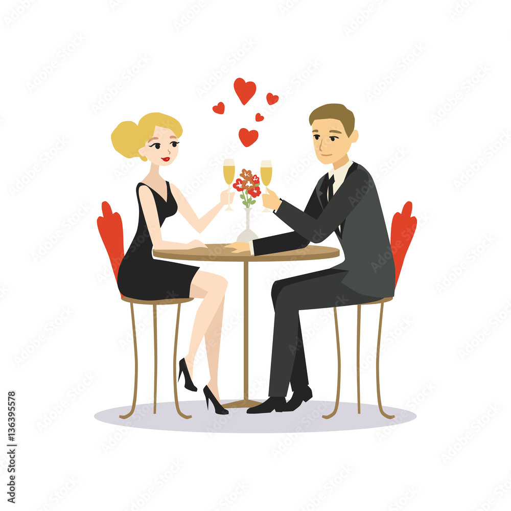 Cartoon Couple At Dinner