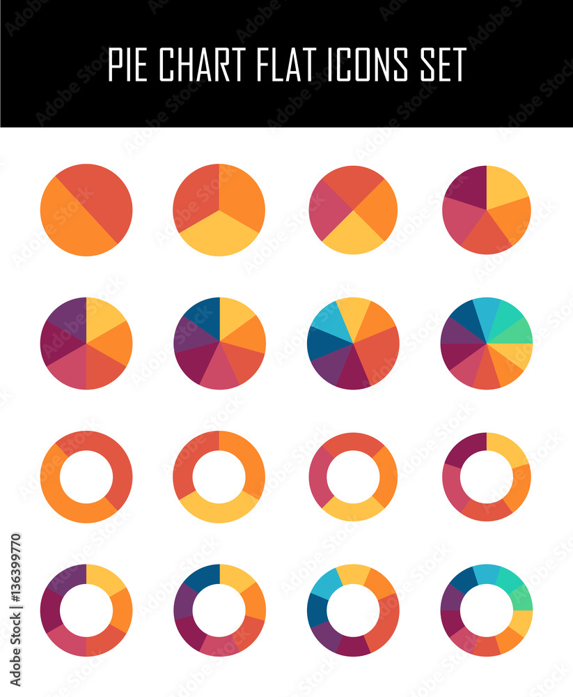 Set of pie chart icons in modern thin flat style. Stock Vector | Adobe ...