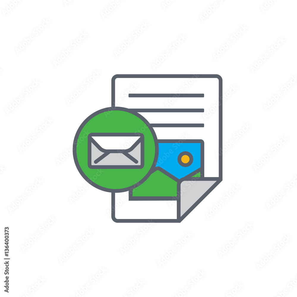 Vector icon or illustration showing text and image contentin outline ...