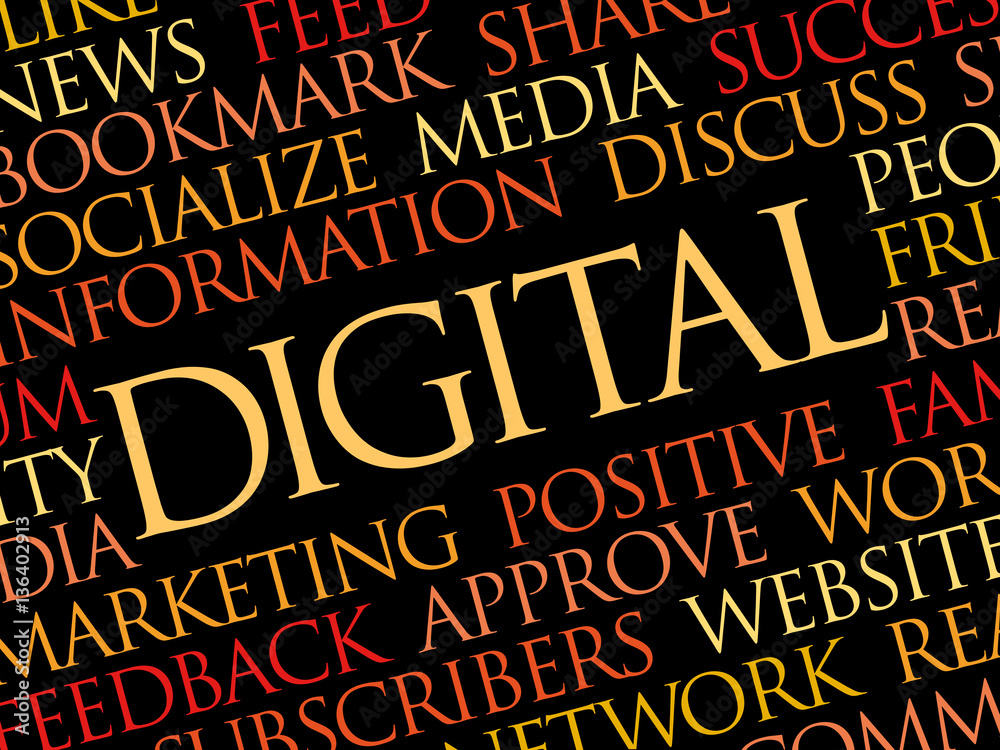 Digital word cloud, technology business concept background Stock Vector ...