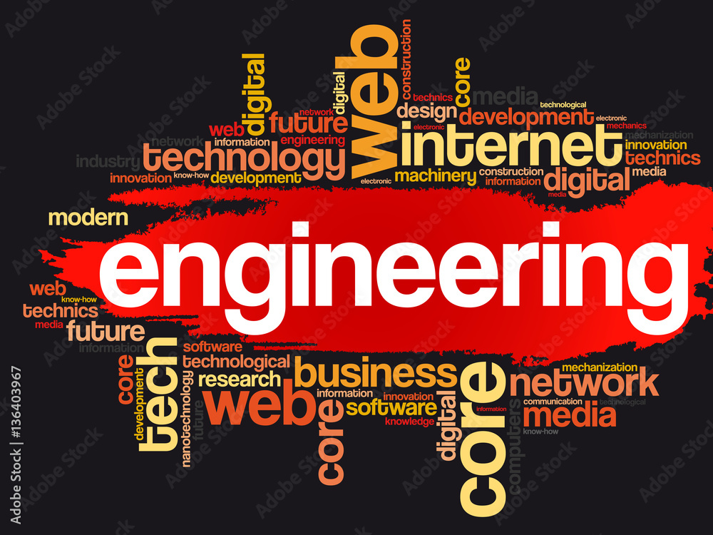 Engineering word cloud collage, technology business concept background ...