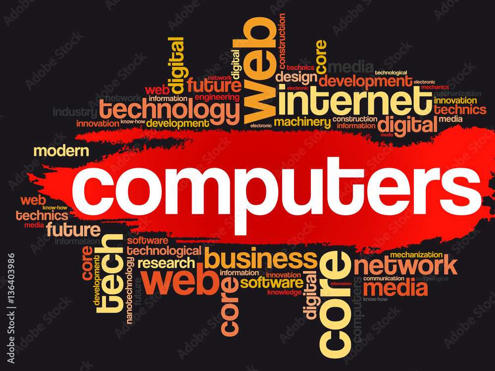COMPUTERS word cloud collage, technology business concept background ...