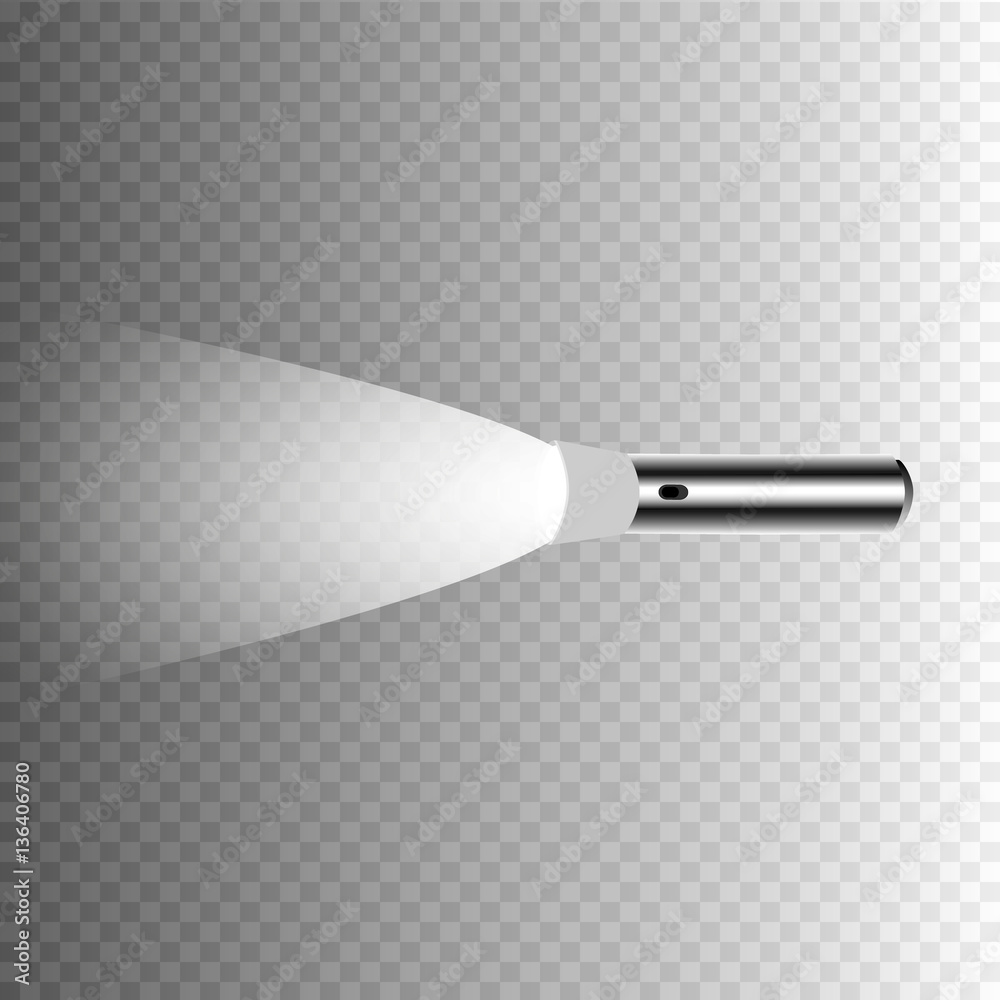 Black flashlight on transparent background. Light effect. Vector ...