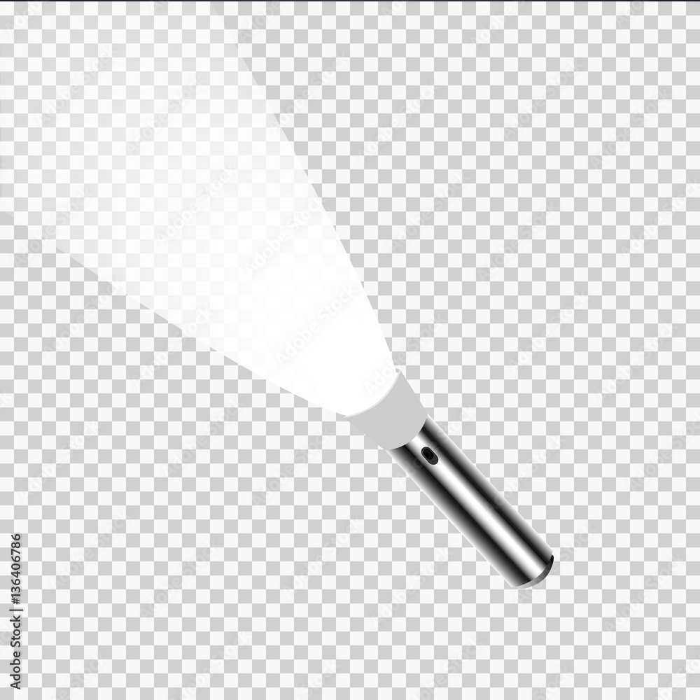 Black flashlight on transparent background. Light effect. Vector ...