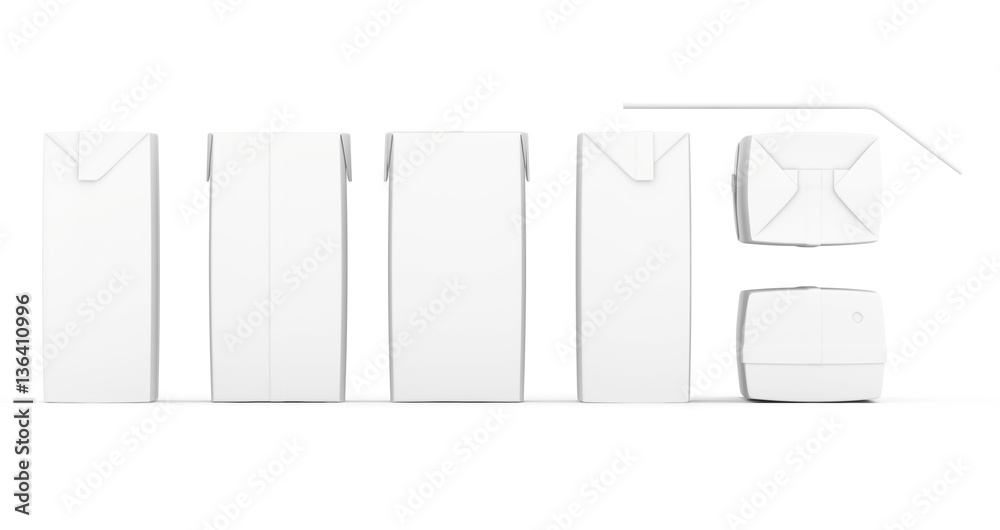 Group of blank juice boxes. Retail package mockup set. Isolated on ...