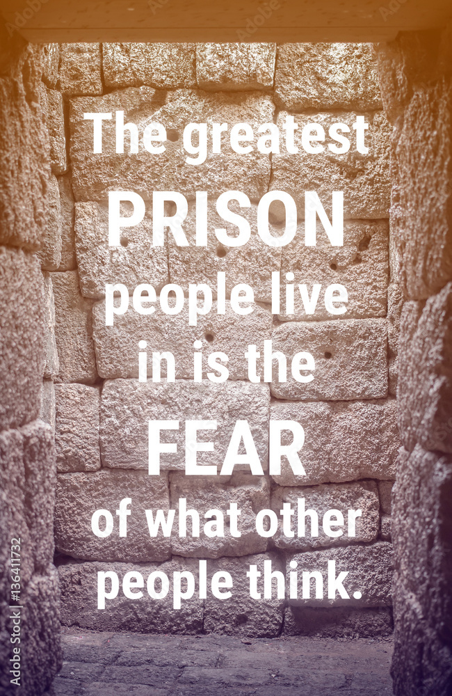 Inspirational quote on stone wall background with vintage filter Stock ...