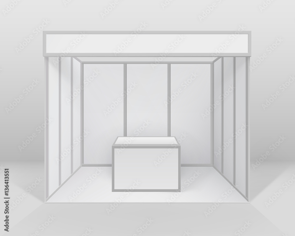 Póster Vector White Blank Indoor Trade exhibition Booth Standard Stand ...