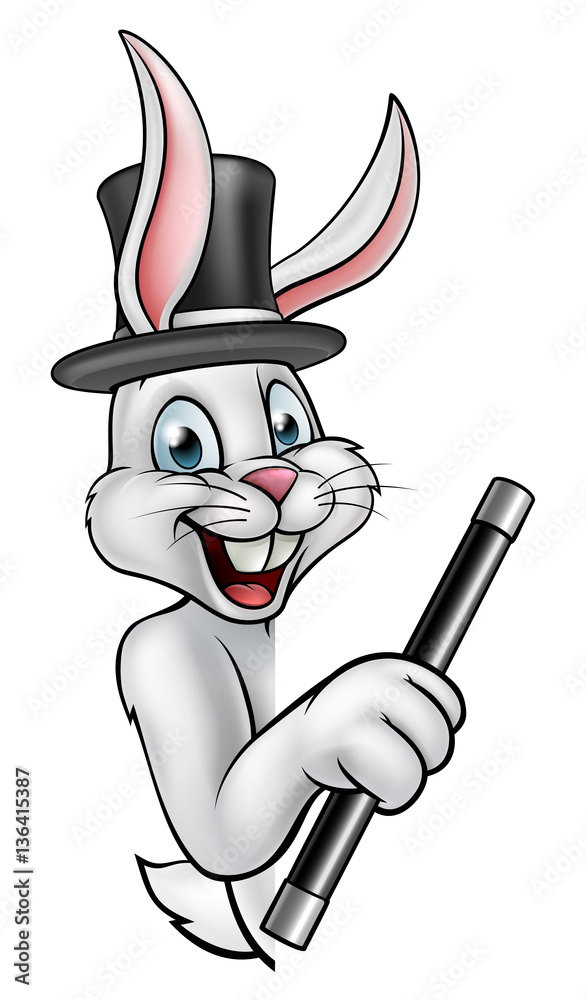 Cartoon Rabbit Magician Pointing Stock Vector | Adobe Stock