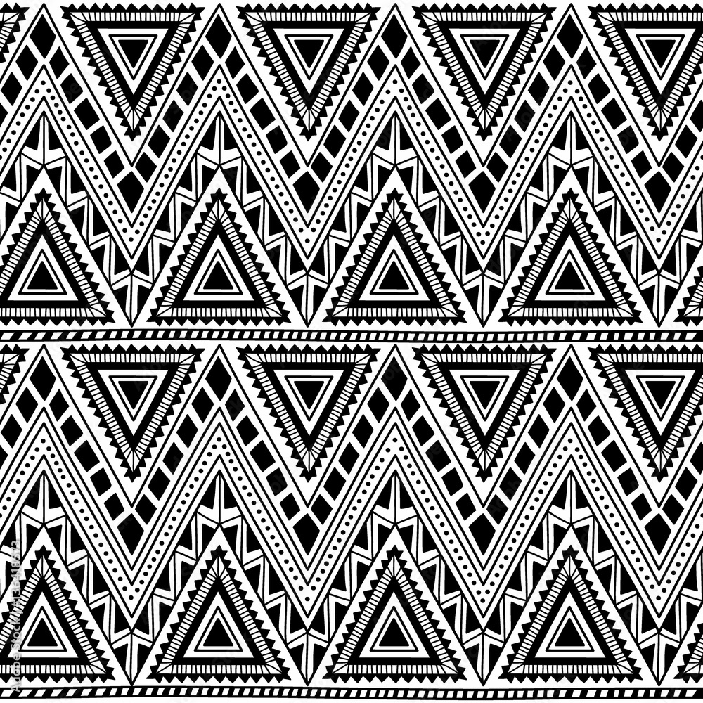 Black and white seamless ethnic background. Vector illustration. Stock ...