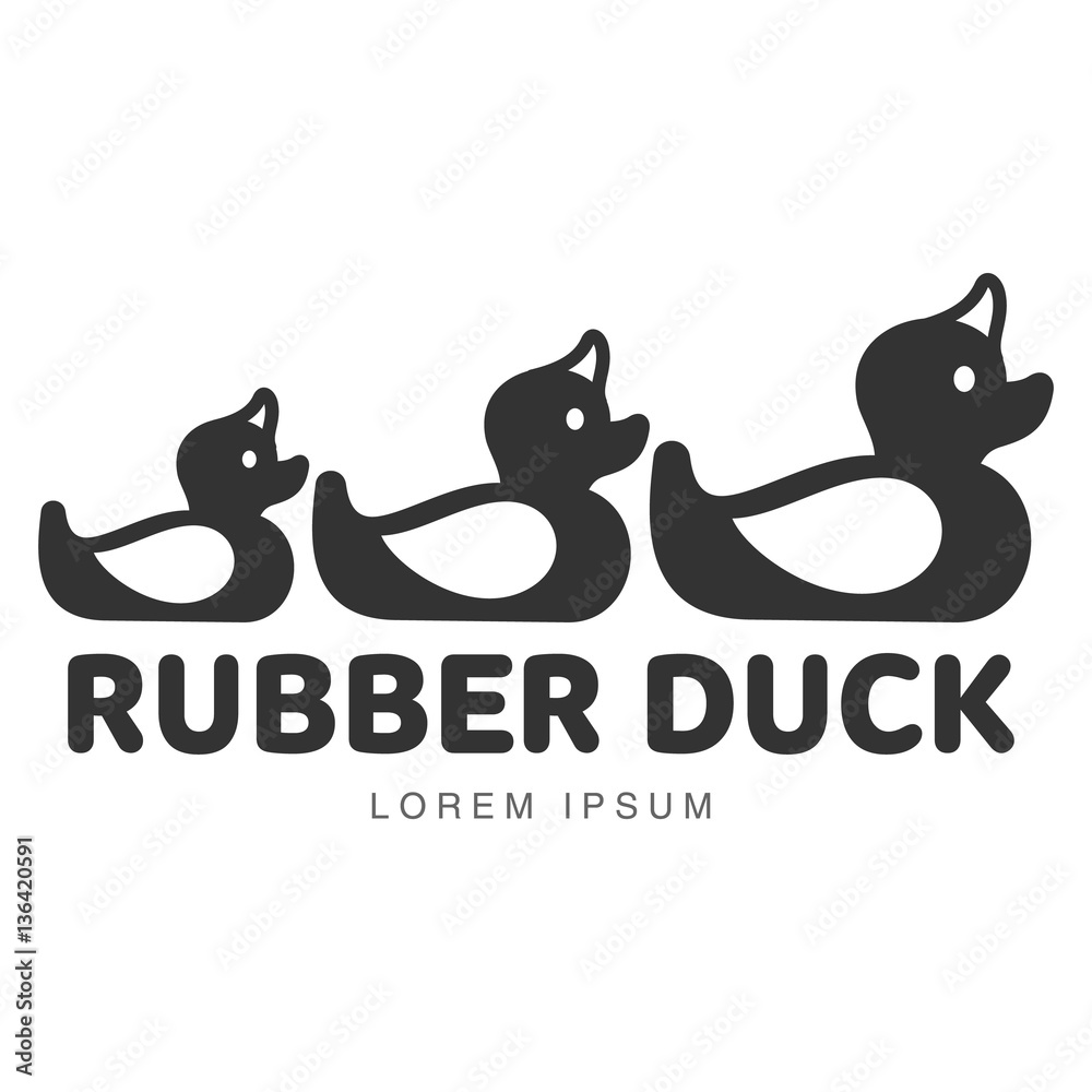 Logo template with three rubber duck swimming ring, vector illustration ...