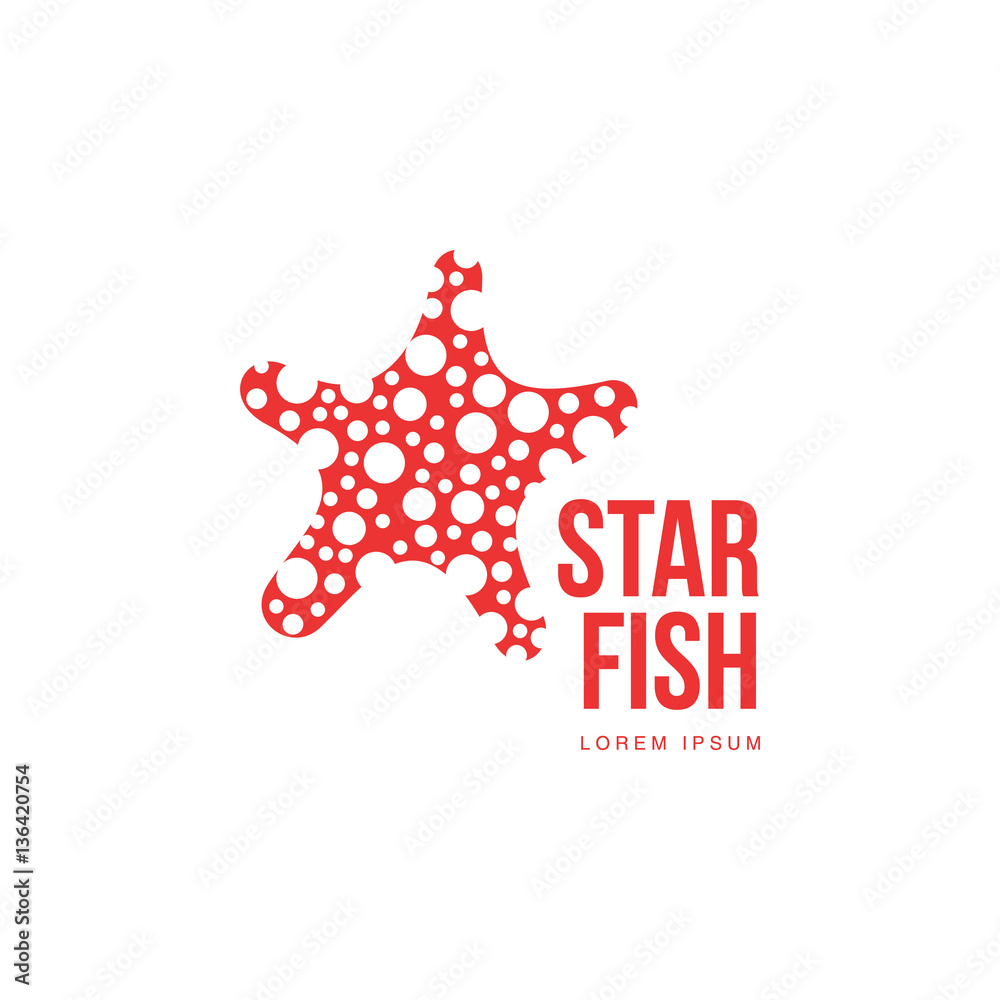 Graphic silhouette starfish logo template, vector illustration isolated ...
