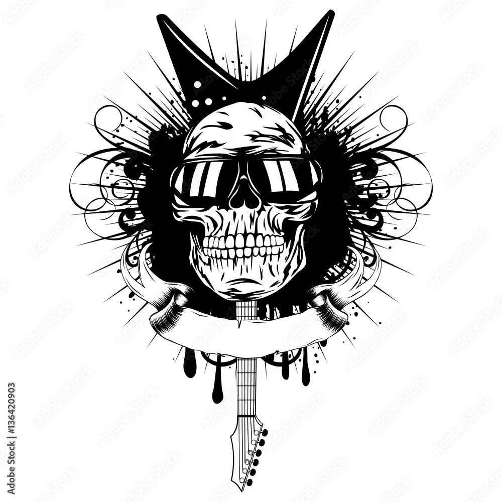 guitar skull_var 1 Stock Vector | Adobe Stock
