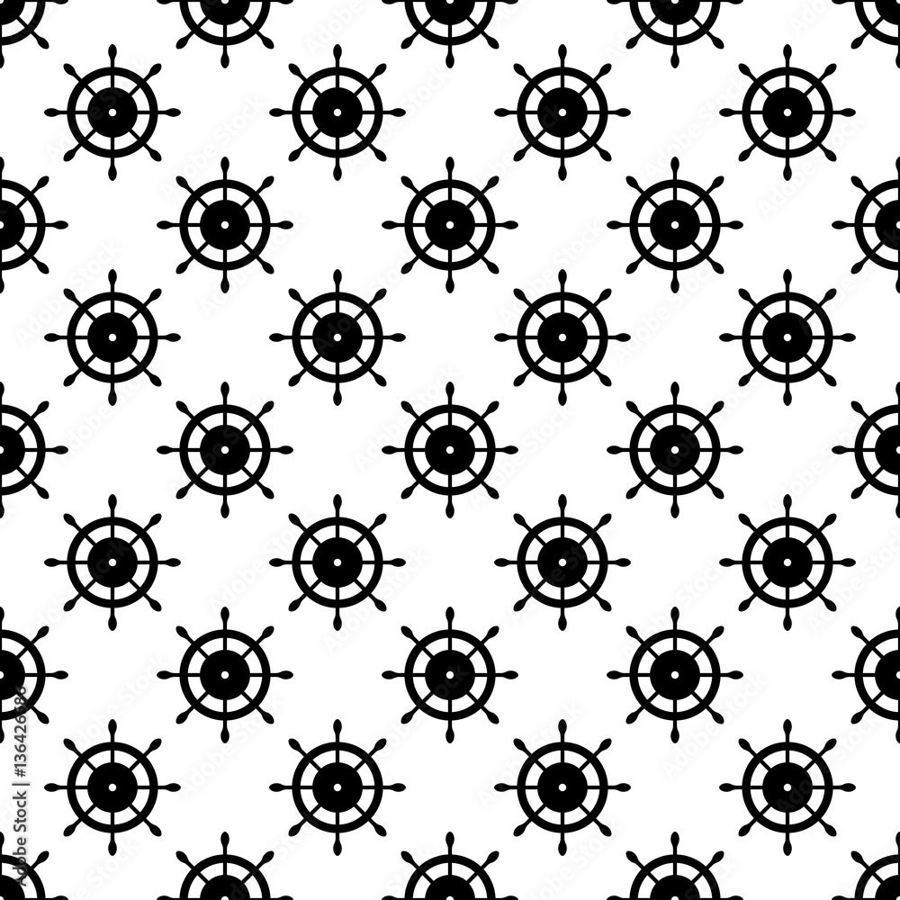 Vector seamless pattern with steering wheel. Symmetrical background ...