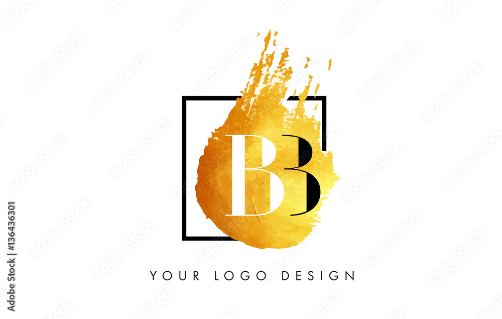 BB Gold Letter Logo Painted Brush Texture Strokes. Stock Vector | Adobe ...