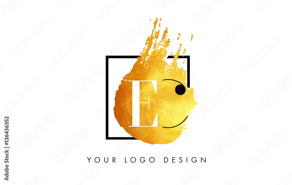 EC Gold Letter Logo Painted Brush Texture Strokes. Stock-Vektorgrafik ...