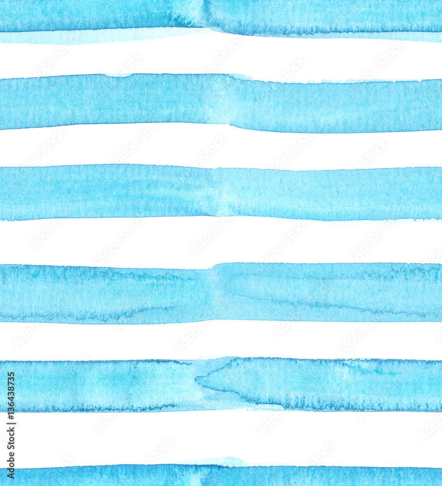 Seamless pattern with horizontal turquoise blue stripes painted in ...